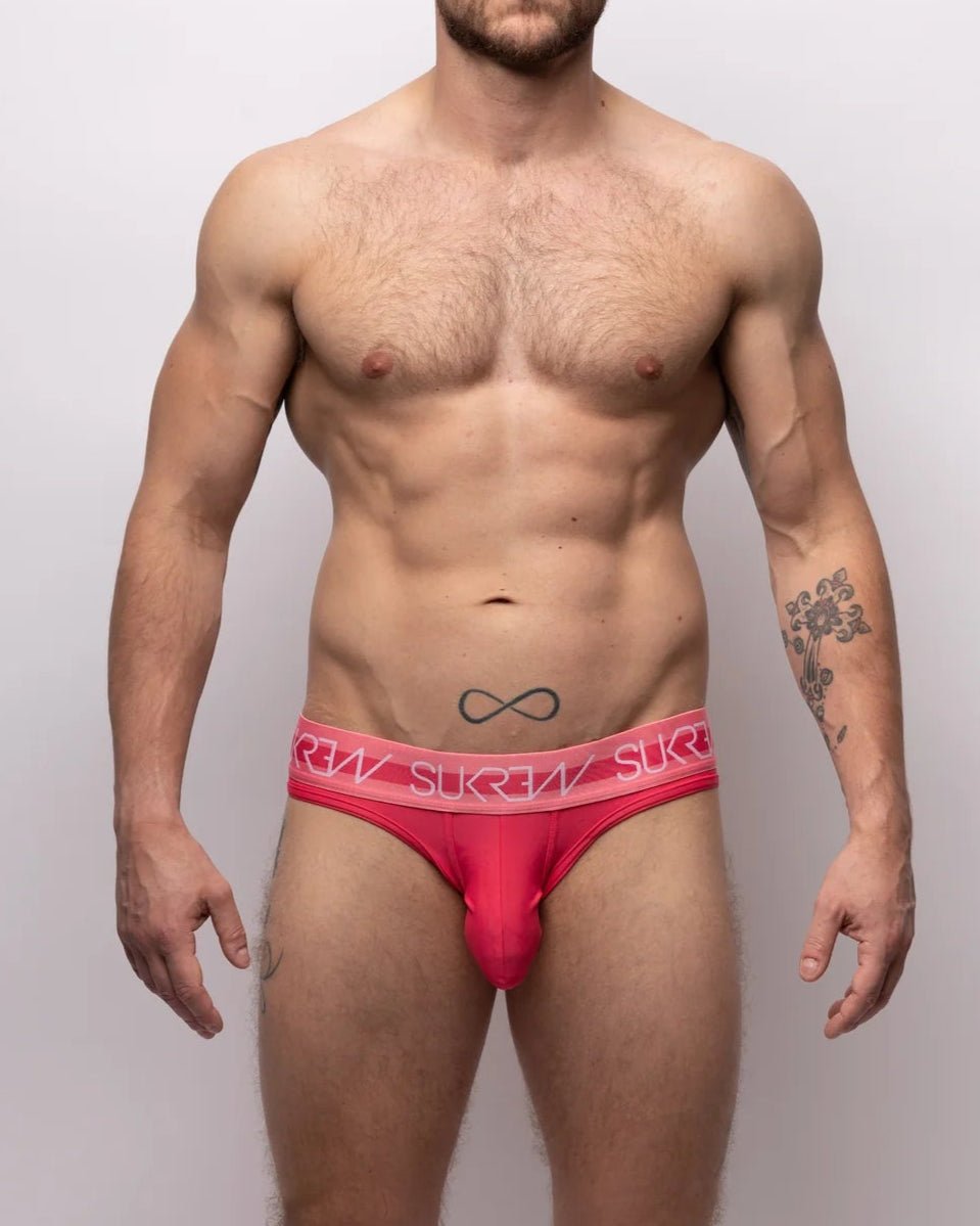SUKREW Men's V Brief/Thong Hybrid Coral Pink Sexy Pouch Underwear – JOCKBOX